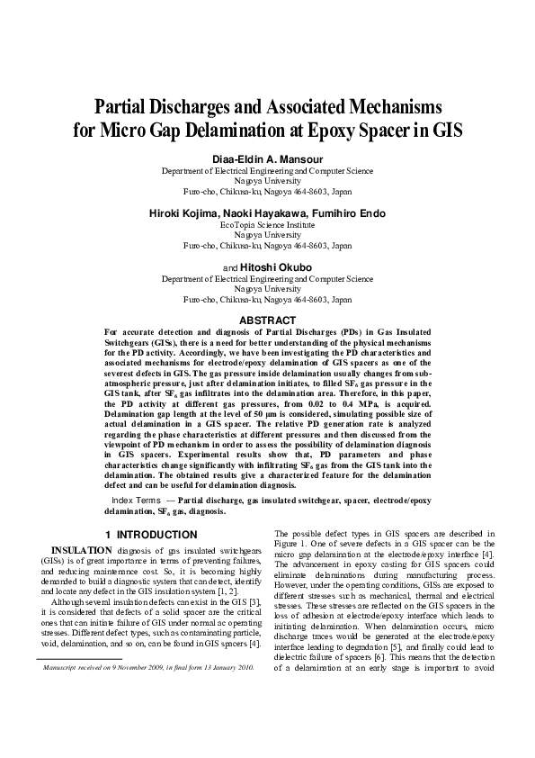 (PDF) Partial discharges and associated mechanisms for micro gap ...
