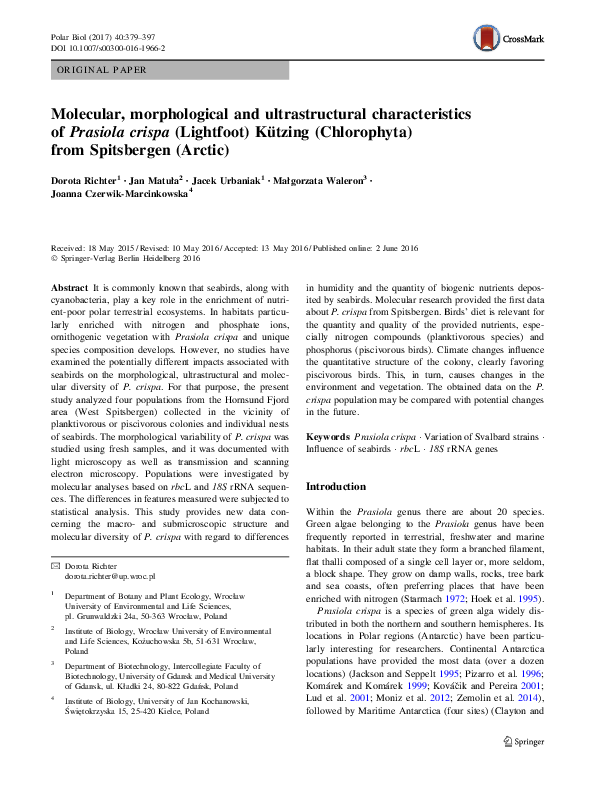 (PDF) Molecular, morphological and ultrastructural characteristics of ...