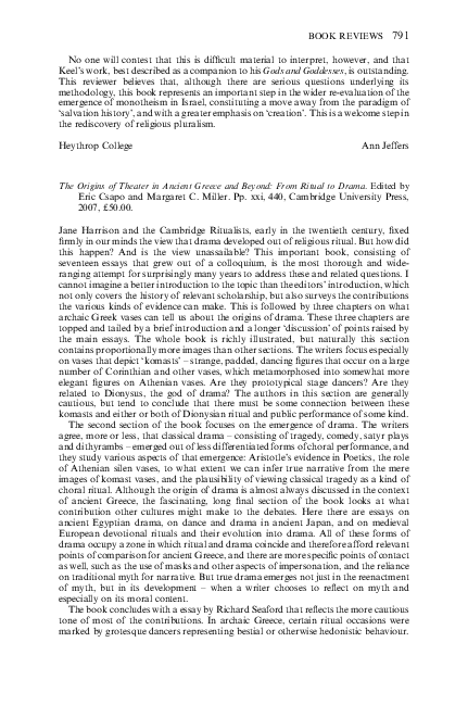(PDF) Review: The Origins of Theater in Ancient Greece and Beyond: From ...