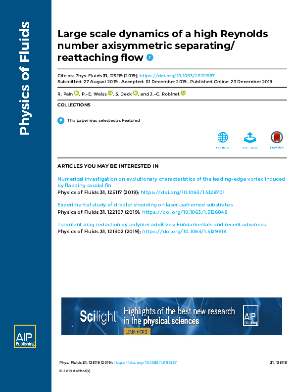 (PDF) Large scale dynamics of a high Reynolds number axisymmetric ...