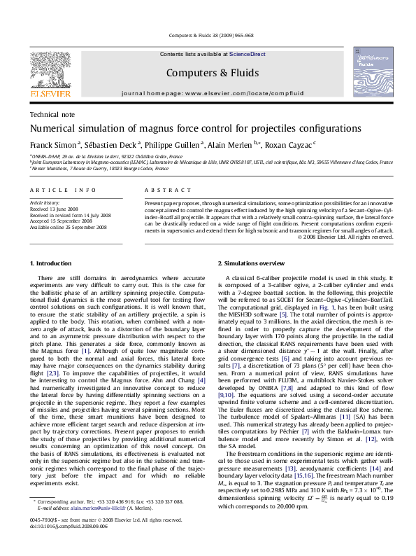 (PDF) Numerical simulation of magnus force control for projectiles ...