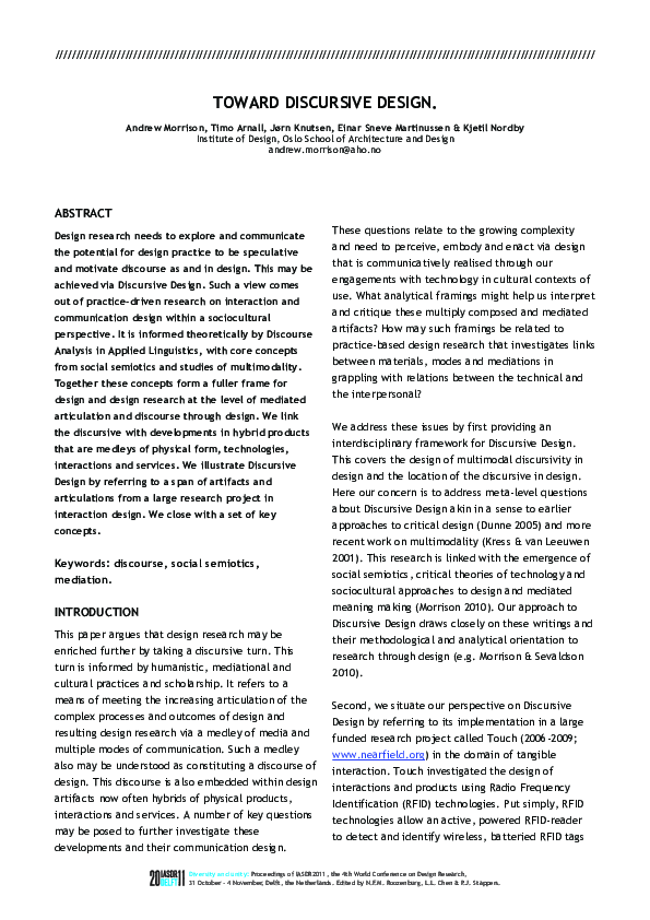 (PDF) Toward Discursive Design