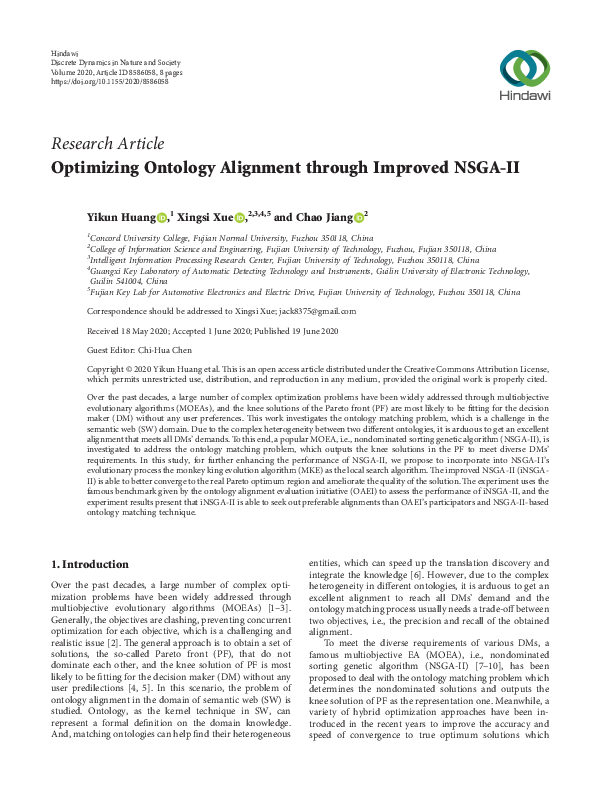 (PDF) Optimizing Ontology Alignment through Improved NSGA-II