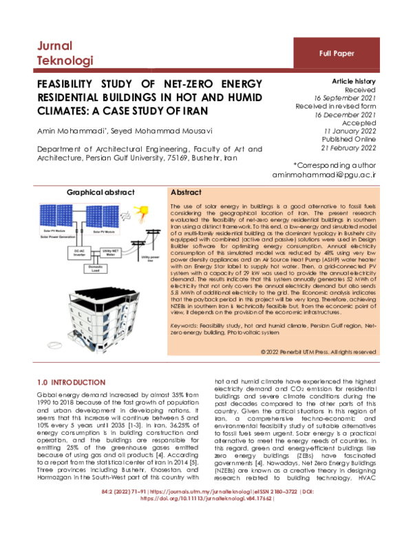 (PDF) Feasibility Study of Net-Zero Energy Residential Buildings in Hot ...