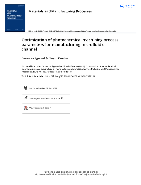 (PDF) Optimization of photochemical machining process parameters for ...