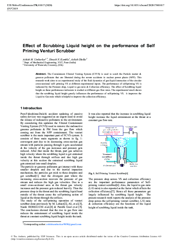 (PDF) Effect of Scrubbing Liquid height on the performance of Self ...