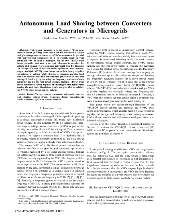 (PDF) Autonomous load sharing between converters and generators in ...