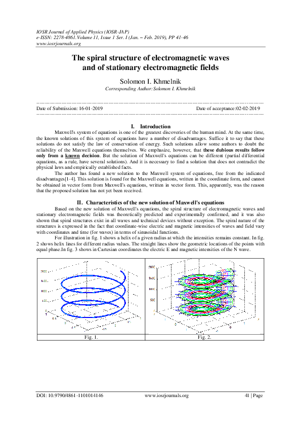 (PDF) The spiral structure of electromagnetic waves and of stationary ...