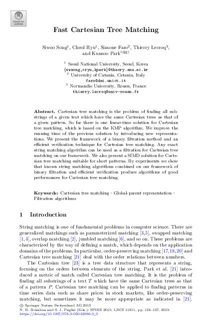(PDF) Fast Cartesian Tree Matching