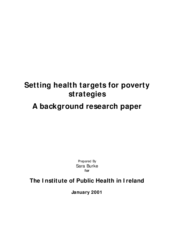 (PDF) Setting health targets for poverty strategies A background ...
