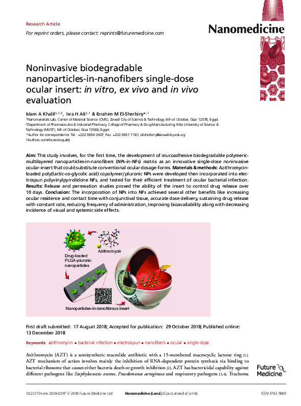 (PDF) Noninvasive biodegradable nanoparticles-in-nanofibers single-dose ocular insert: in vitro ...