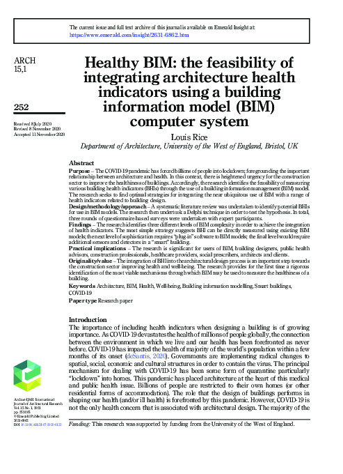 (PDF) Healthy BIM: the feasibility of integrating architecture health ...
