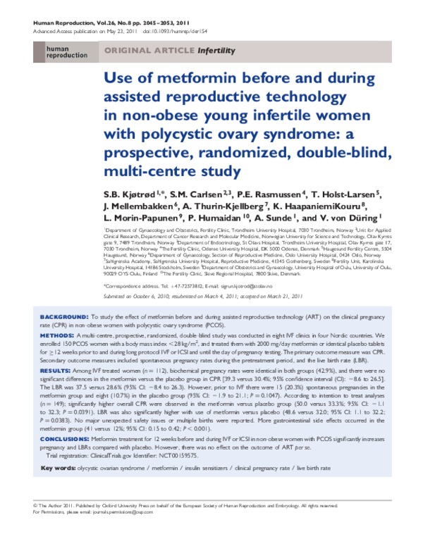 (PDF) Use of metformin before and during assisted reproductive ...