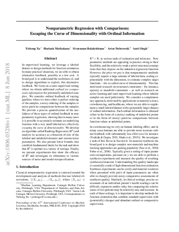 (PDF) Nonparametric Regression with Comparisons: Escaping the Curse of Dimensionality with ...