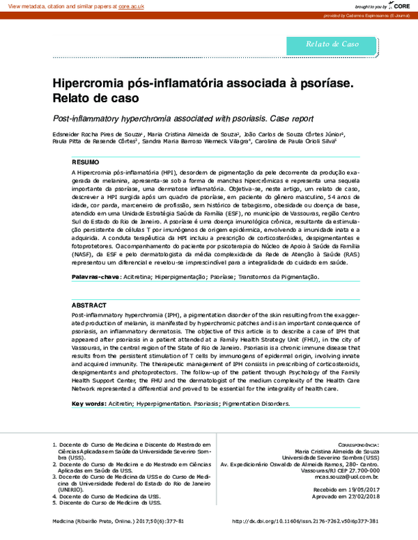 (PDF) Post-inflammatory hyperchromia associated with psoriasis. Case ...