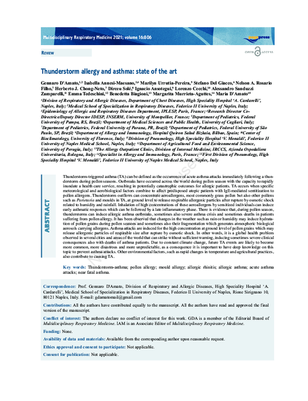 Thunderstorm allergy and asthma: state of the art