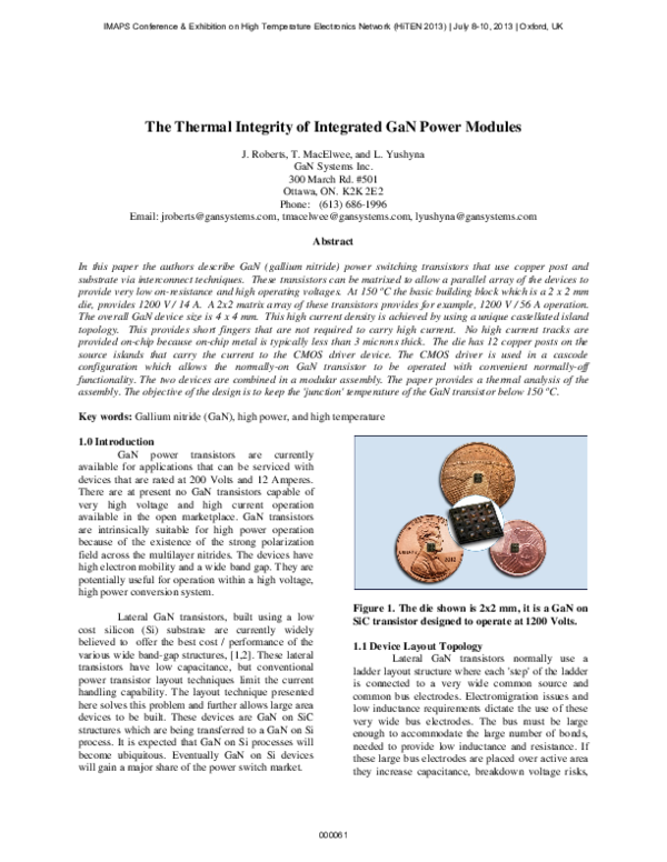 (PDF) The Thermal Integrity of Integrated GaN Power Modules