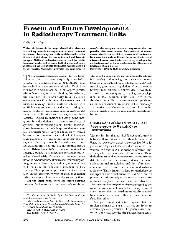 (PDF) Present and future developments in radiotherapy treatment units