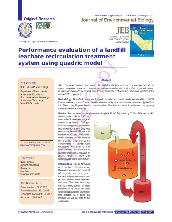 (PDF) Performance evaluation of a landfill leachate recirculation ...