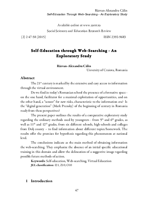 (PDF) Self-Education through Web-Searching - An Exploratory Study