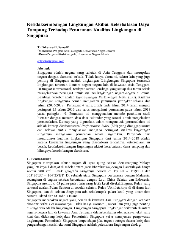 (PDF) Ketidakseimbangan Lingkungan Akibat Keterbatasan Daya Tampung ... (PDF) Ketidakseimbangan Lingkungan Akibat Keterbatasan Daya Tampung ...
