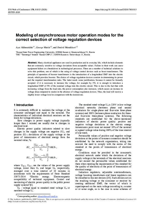 (PDF) Modeling of asynchronous motor operation modes for the correct ...