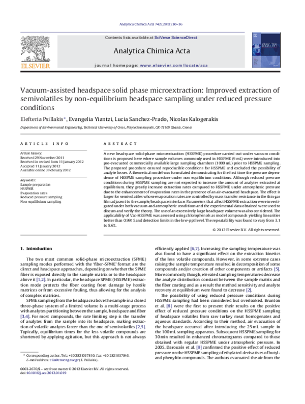 (PDF) Vacuum-assisted headspace solid phase microextraction: Improved extraction of ...