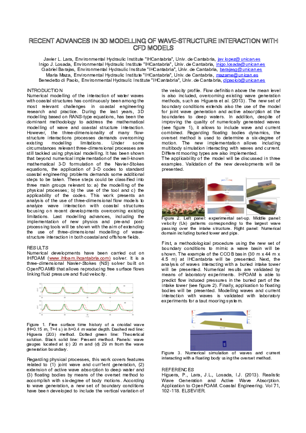 Pdf Recent Advances In 3d Modelling Of Wave Structure Interaction With Cfd Models Gabriel