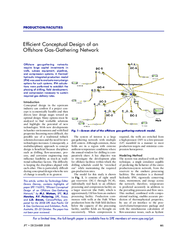 (PDF) Efficient Conceptual Design of an Offshore Gas Gathering Network
