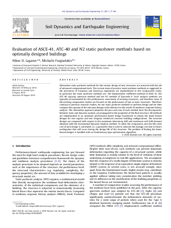 (PDF) Evaluation of ASCE-41, ATC-40 and N2 static pushover methods ...
