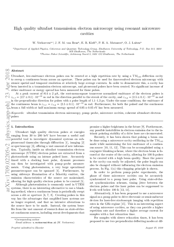 (PDF) High quality ultrafast transmission electron microscopy using ...