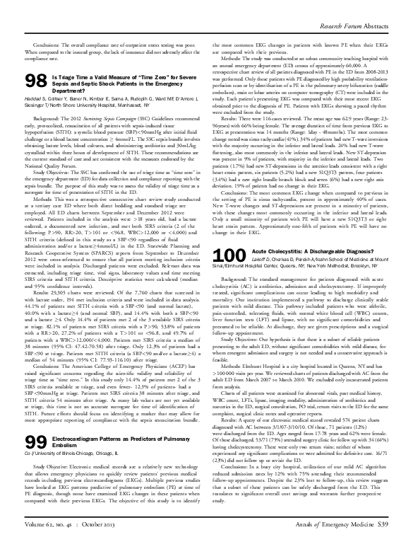 (PDF) Is Triage Time a Valid Measure of “Time Zero” for Severe Sepsis ...