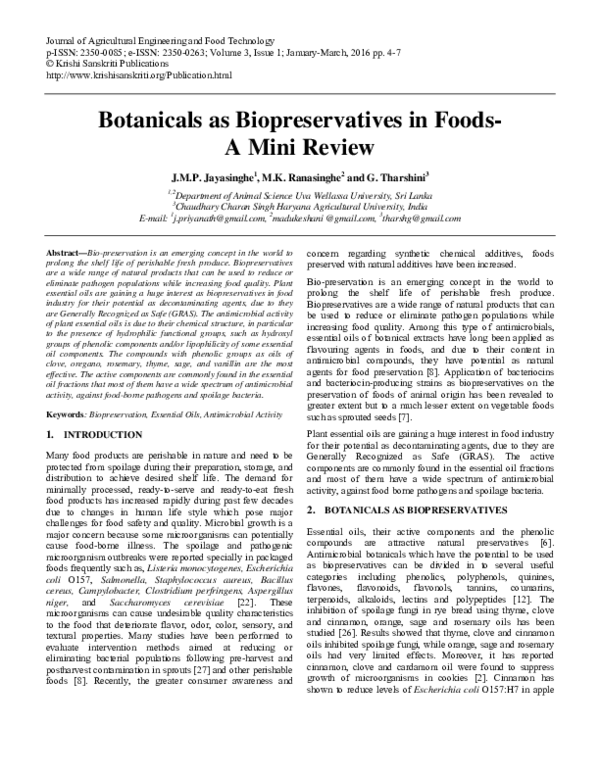 (PDF) Botanicals as Biopreservatives in Foods-A Mini Review