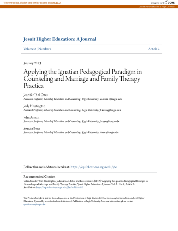 (PDF) Applying the Ignatian Pedagogical Paradigm in Counseling and ...