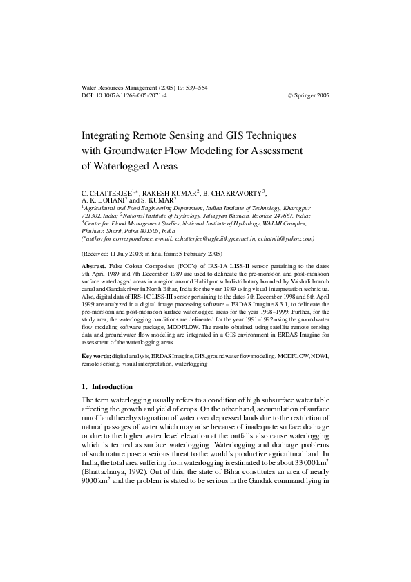 Pdf Integrating Remote Sensing And Gis Techniques With Groundwater Flow Modeling For