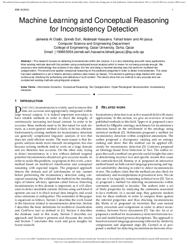 (PDF) Machine Learning and Conceptual Reasoning for Inconsistency Detection