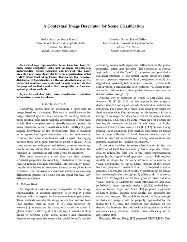 (PDF) A contextual image descriptor for scene classification