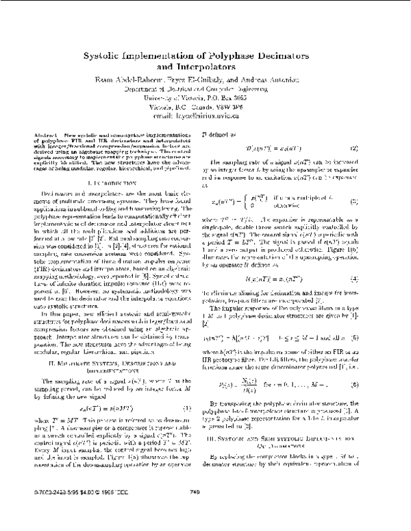 (PDF) Systolic implementation of polyphase decimators and interpolators