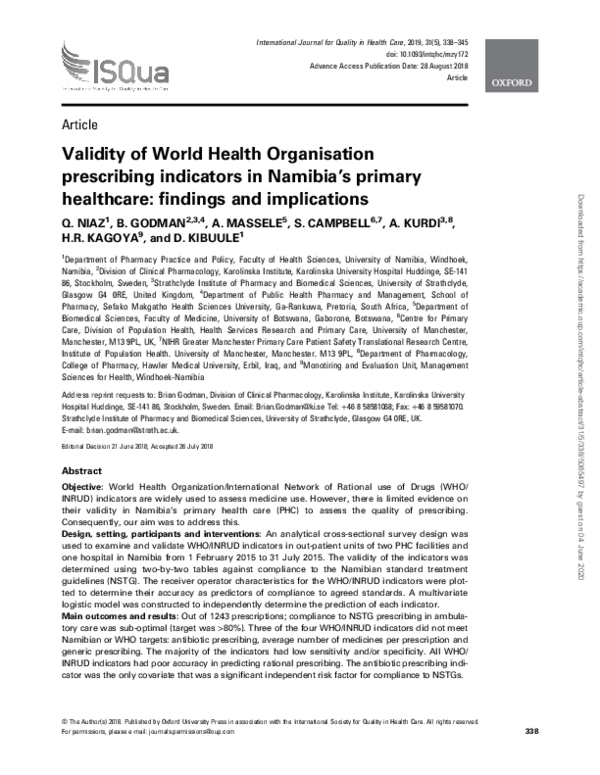 (PDF) Validity of World Health Organisation prescribing indicators in ...