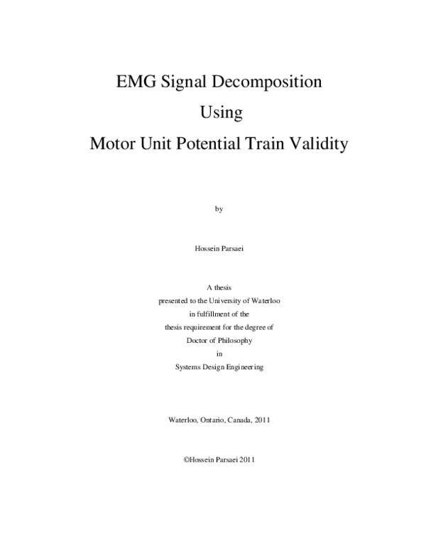 (PDF) EMG Signal Decomposition Using Motor Unit Potential Train ...