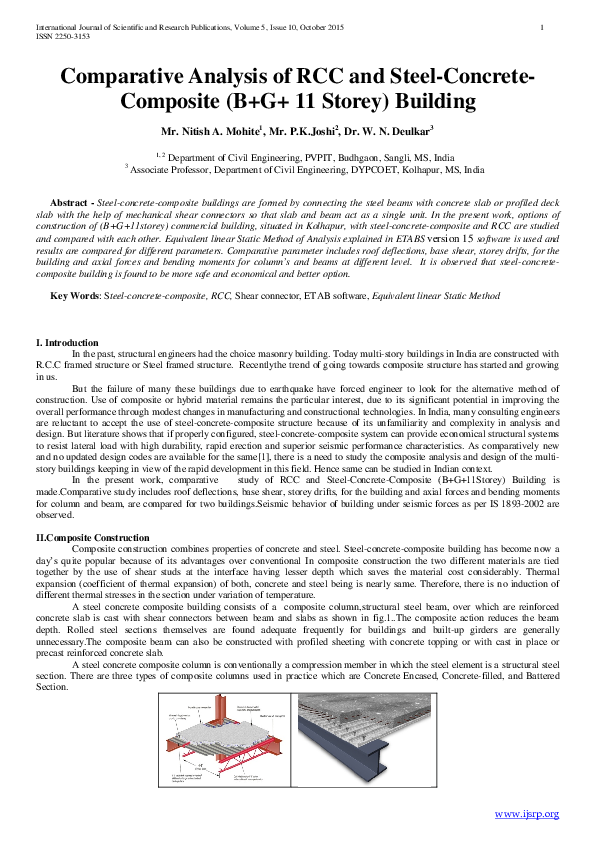 (PDF) Comparative Analysis of RCC and Steel-Concrete-Composite ( B + G + 11 Storey ) Building Mr