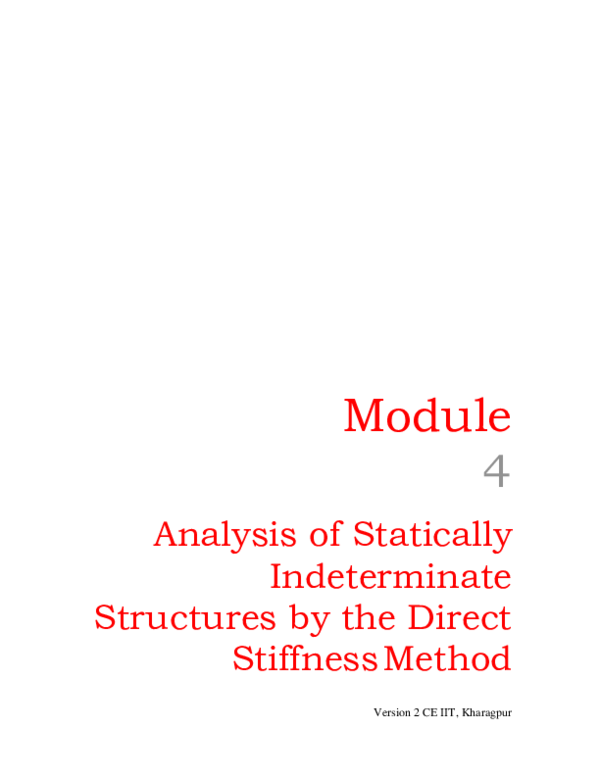 (PDF) Module4: Analysis of statically indeterminate structures by ...