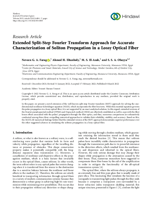 Pdf Extended Split Step Fourier Transform Approach For Accurate Characterization Of Soliton