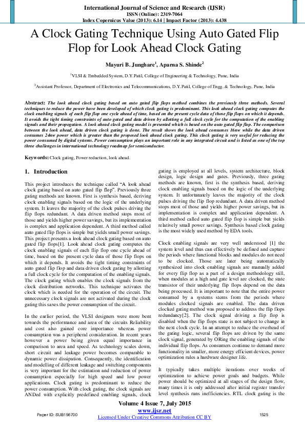 (PDF) Auto Gated Flip Flop for Clock Gating