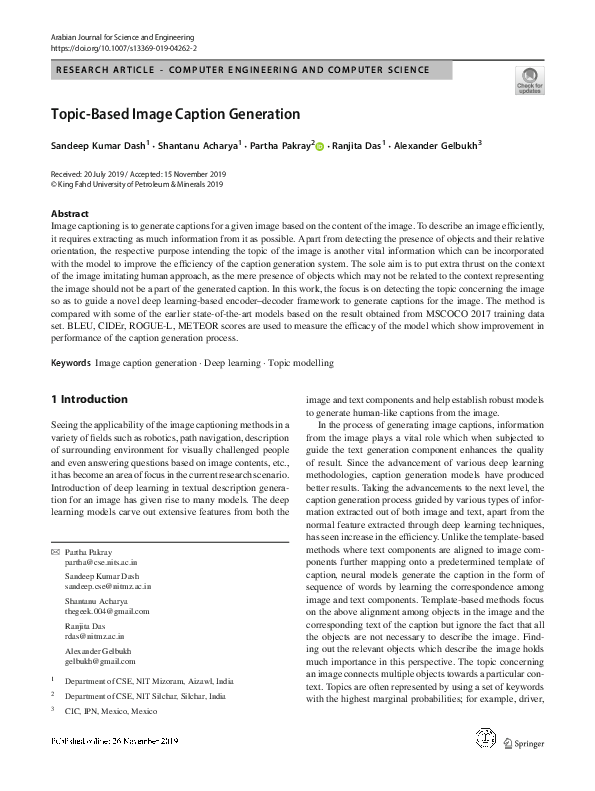 (PDF) Topic-Based Image Caption Generation