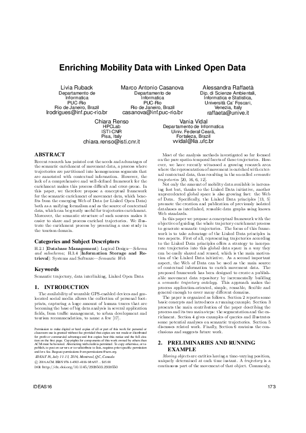 (PDF) Enriching Mobility Data with Linked Open Data