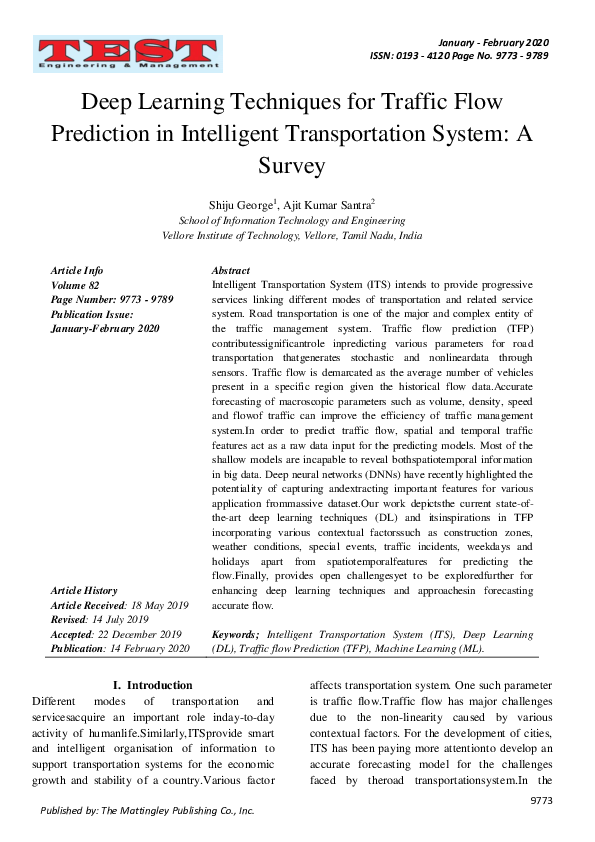 (PDF) Deep Learning Techniques for Traffic Flow Prediction in ... (PDF) Deep Learning Techniques for Traffic Flow Prediction in ...