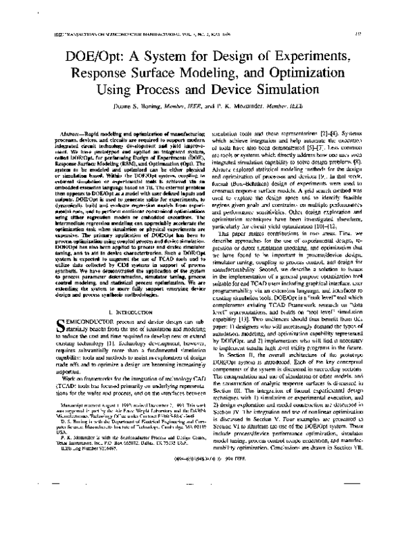 Pdf Doe Opt A System For Design Of Experiments Response Surface Modeling And Optimization