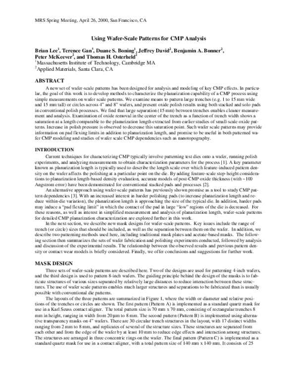 Pdf Using Wafer Scale Patterns For Cmp Analysis
