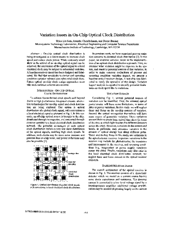 (PDF) Variation issues in on-chip optical clock distribution